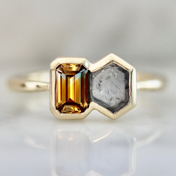 Mulder & Scully Orange-Blue Montana Sapphire Ring - Gem Breakfast