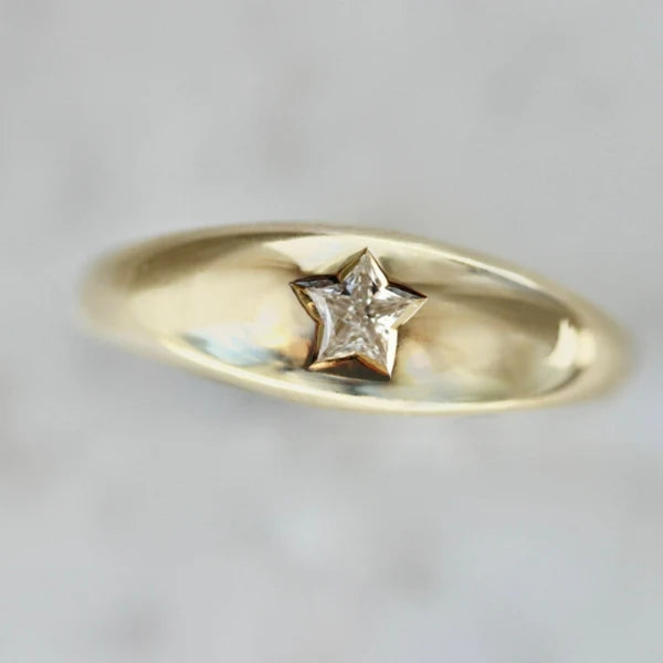 Selene White Star Cut Diamond Bombe Ring - Gem Breakfast