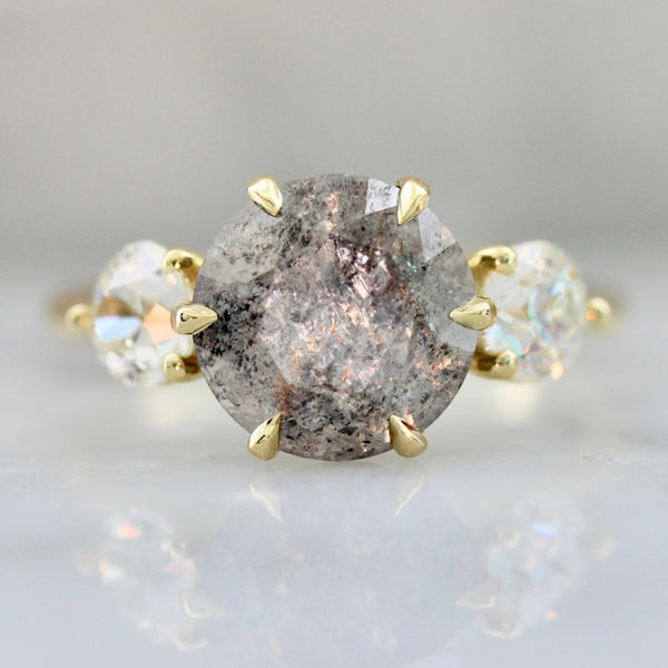 Seraphim Salt & Pepper Round Brilliant Cut Diamond Ring - Gem Breakfast