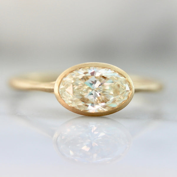 Spring Beauty Champagne Oval Cut Diamond Ring - Gem Breakfast