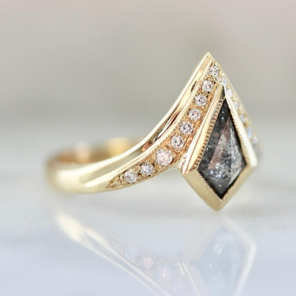 Valkyrie Salt and Pepper Kite Rose Cut Diamond Ring - Gem Breakfast