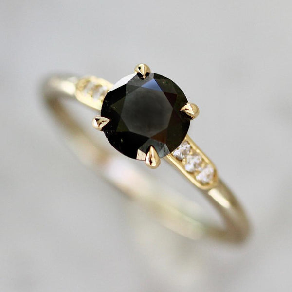 Westcott Round Cut Black Diamond Ring - Gem Breakfast
